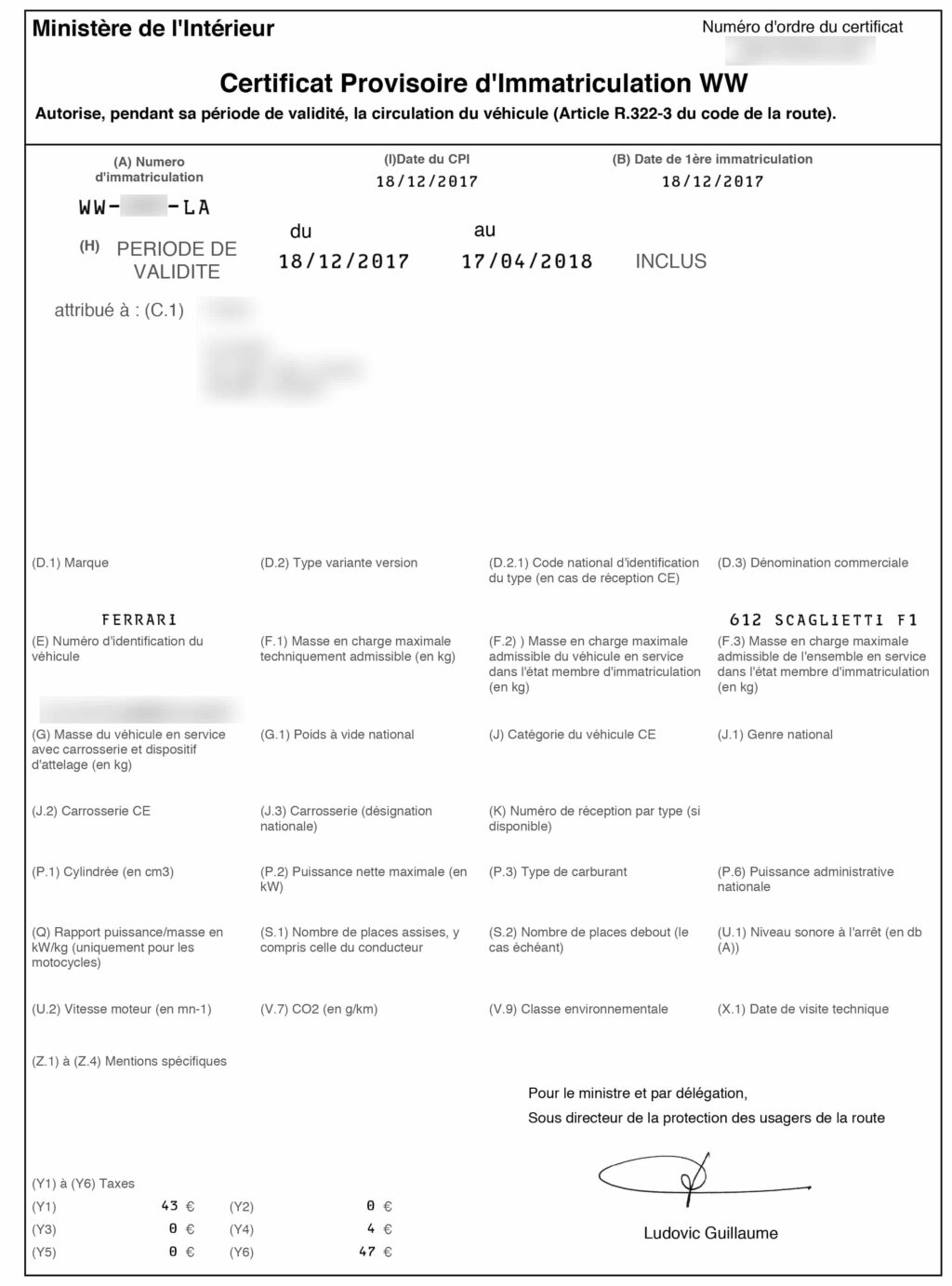 Plaque WW - qu'est-ce que le Certificat Provisoire d'Immatriculation