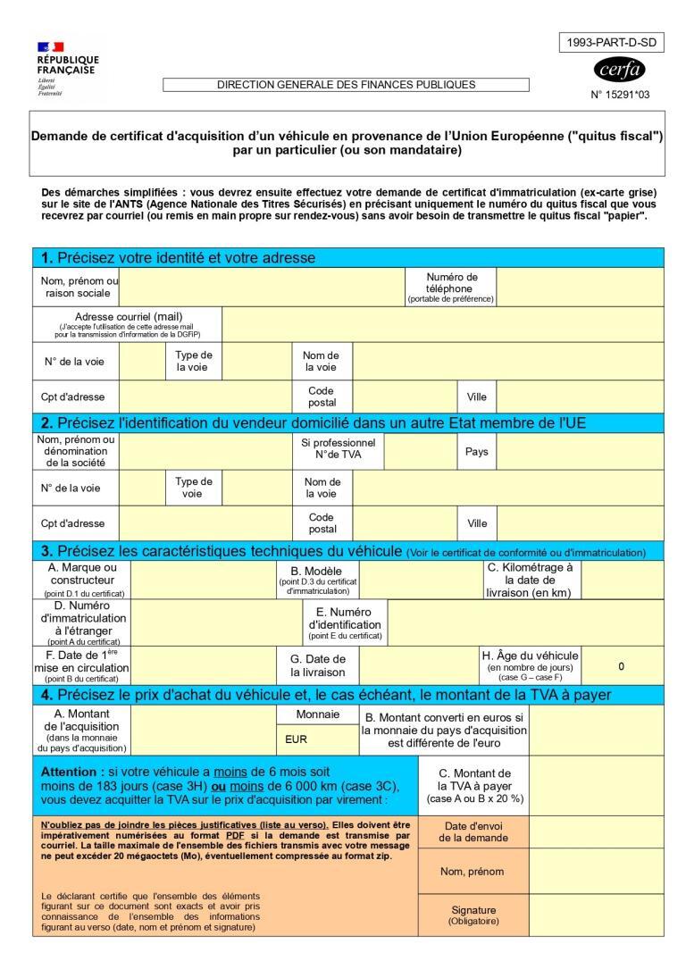 Formulaire CERFA 15776*01 - 13750*01 - 13757*03 - 13753*04 - 13749*4